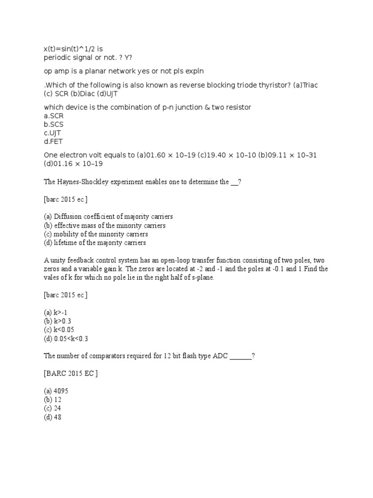 Basic Questions ECE | PDF | Field Effect Transistor | Electronic Circuits