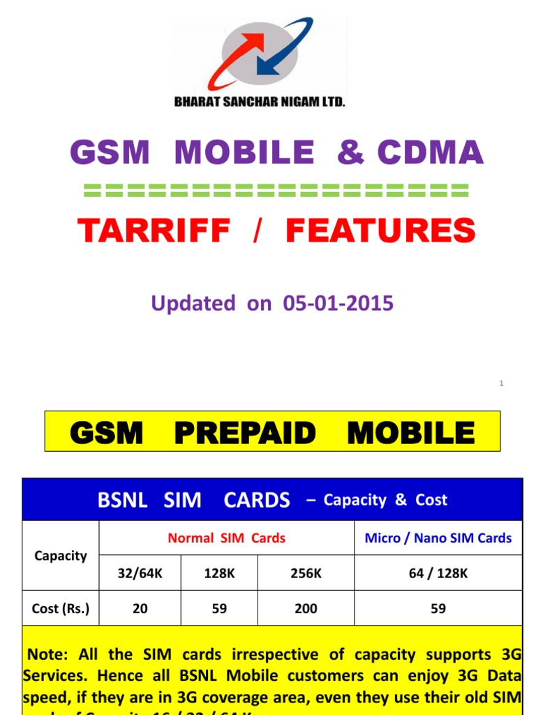 GSM Mobile & CDMA Tariff Features | PDF | Roaming | Subscriber Identity ...