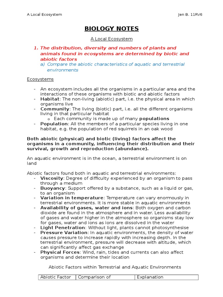 2009 Biology Notes | PDF | Food Web | Ecology