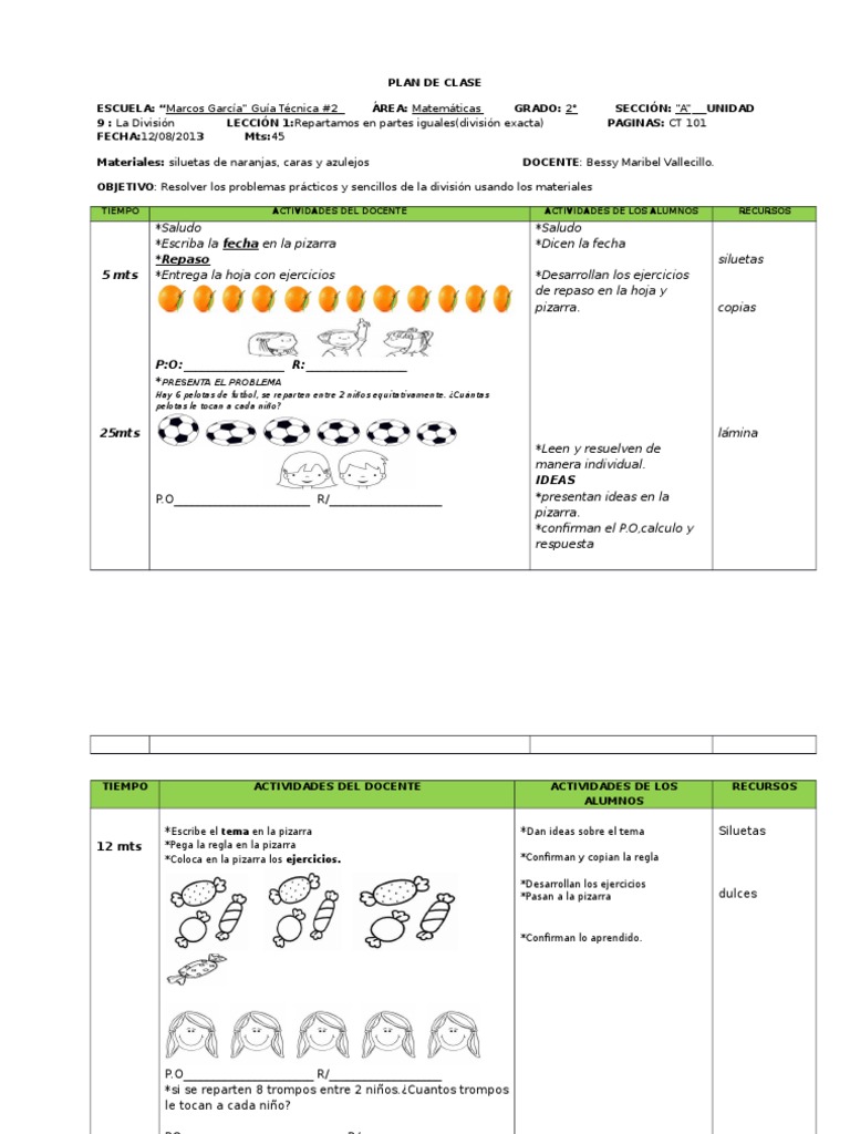 Plan de Clase: División para 2° Grado | PDF