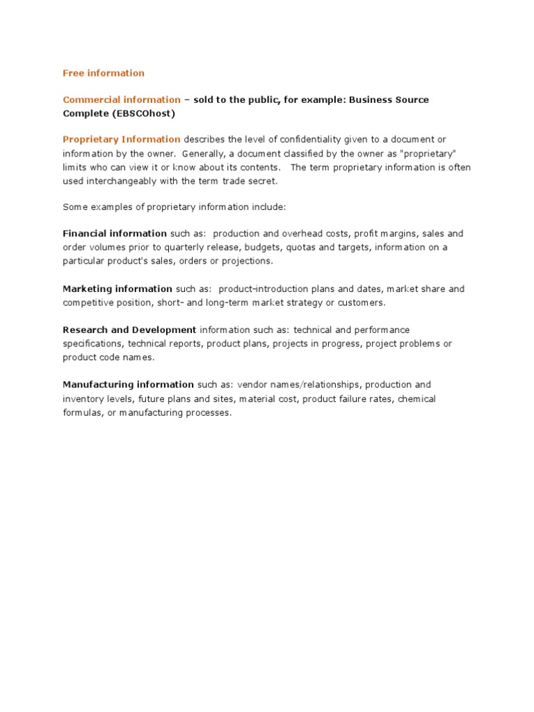 Understanding Proprietary Information | PDF | Business