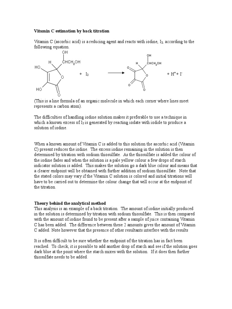 Estimation of Vit C | PDF | Iodine | Titration