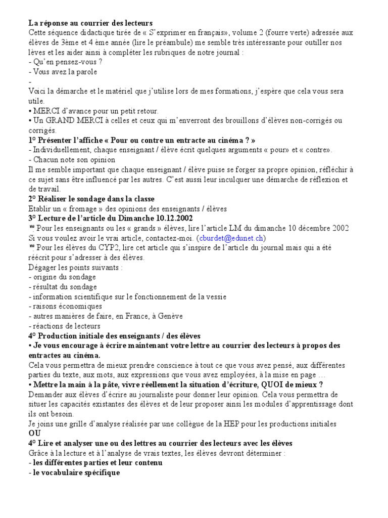 Répondre au Courrier des Lecteurs | PDF | Mise en page | Journaux