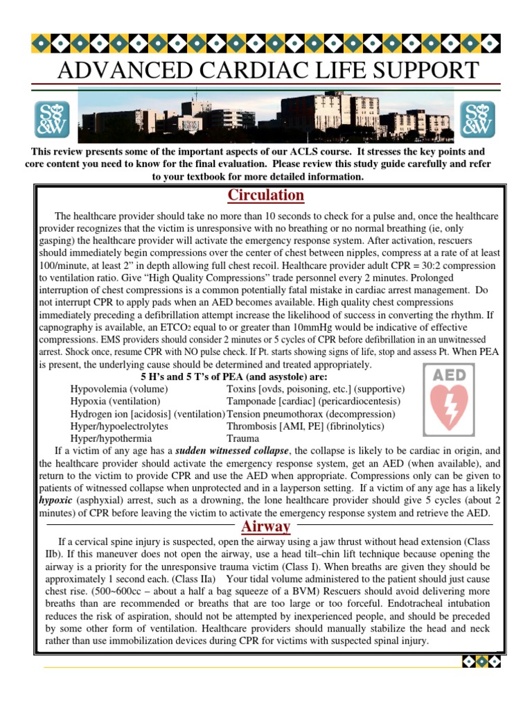 Acls Course Handouts | PDF | Cardiopulmonary Resuscitation | Cardiac Arrest