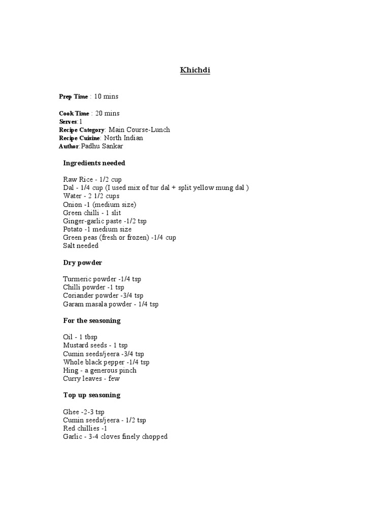 Khichdi | PDF