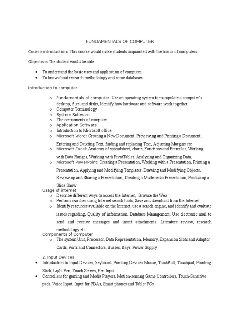 Fundamentals of Computer | PDF | Personal Computers | Internet