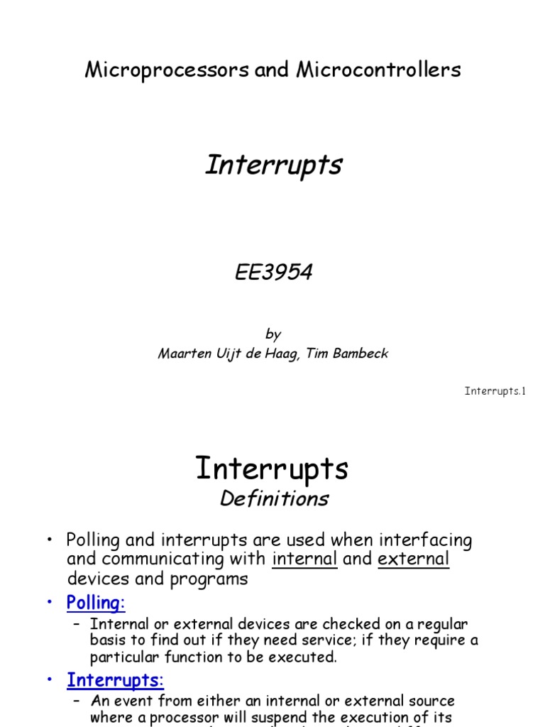 Ee3954 Fall13 08 Interrupts | PDF | Microcontroller | Input/Output