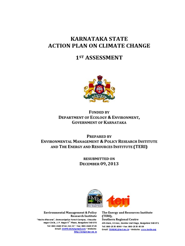 Karnataka Climate Change Action Plan | PDF | Water Resources | Agriculture