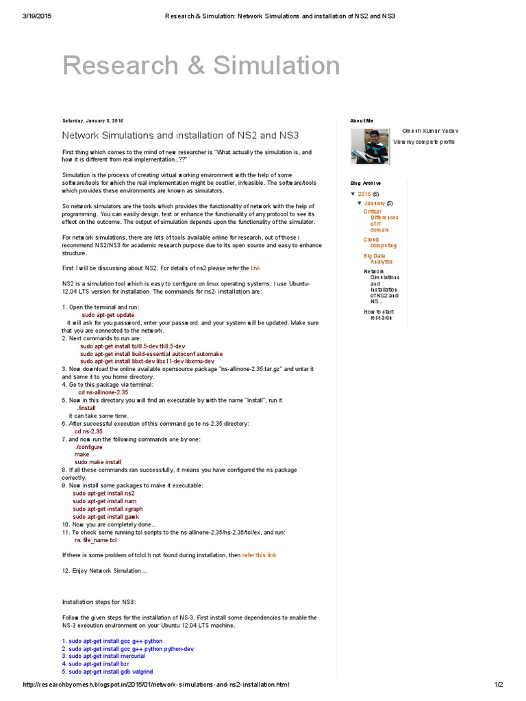 Research & Simulation - Network Simulations and Installation of NS2 and ...