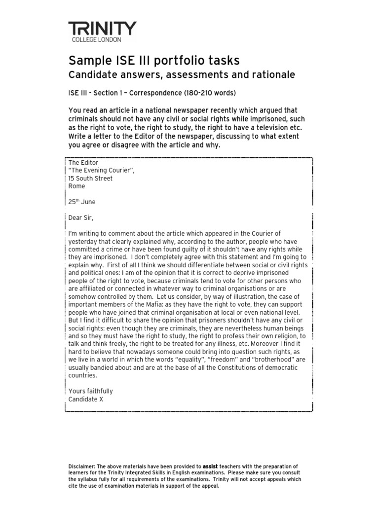 Sample ISE III Portfolio With Answers | PDF | Test (Assessment ...