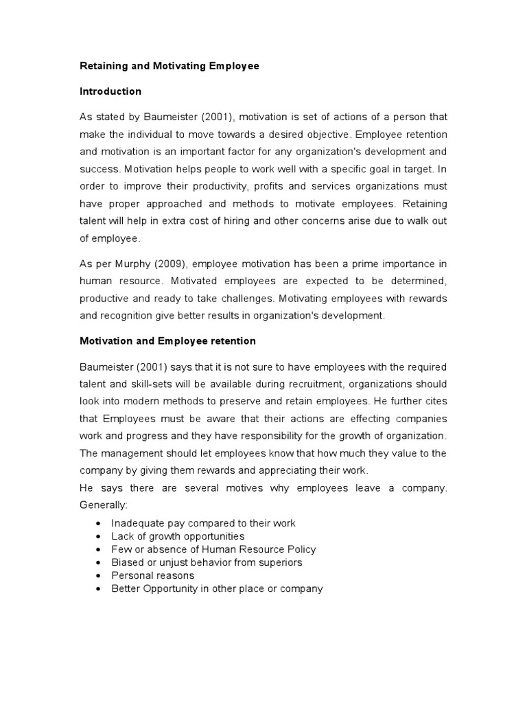 Employee Motivation in Today Work Place | PDF | Employee Retention ...