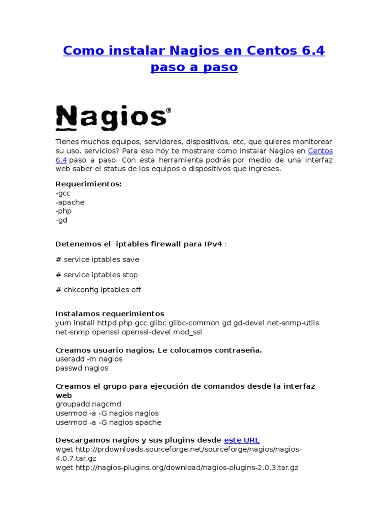 Como Instalar Nagios en Centos 6 | PDF | Servidor HTTP Apache | Redes de computadoras