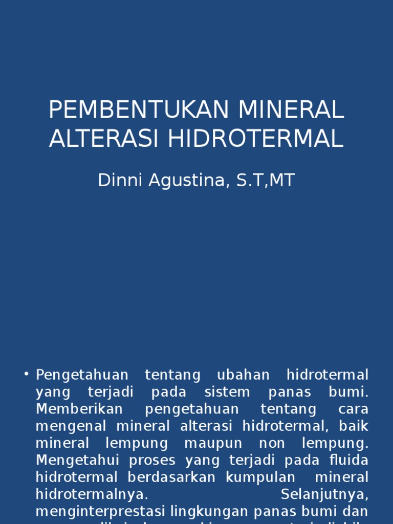 Kuliah 3 Pembentukan Dan Teknik Identifikasi Mineral Alterasi ...