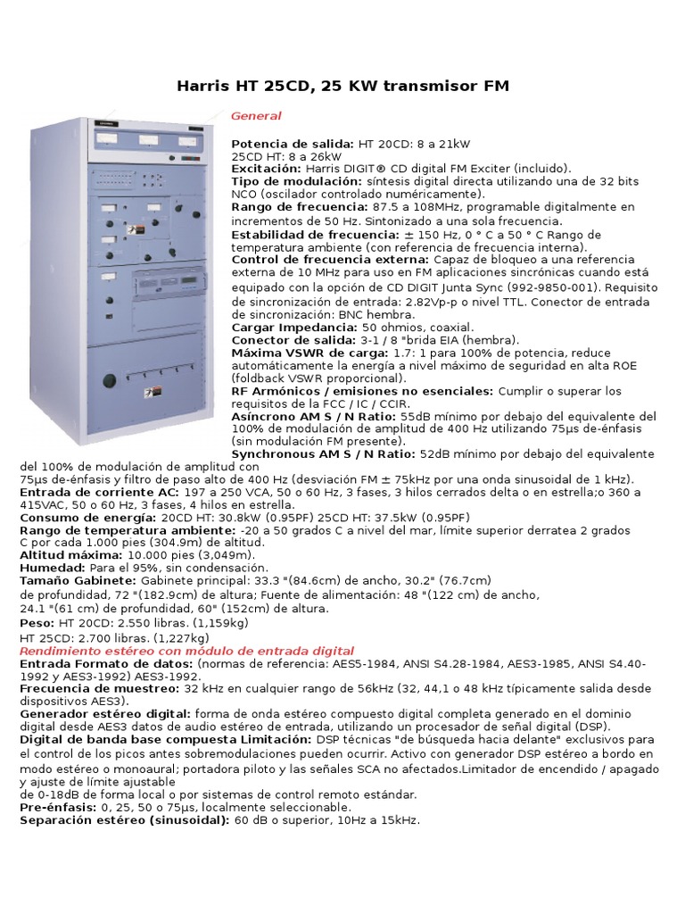 Harris HT 25CD | PDF | Distorsión | Modulación de frecuencia