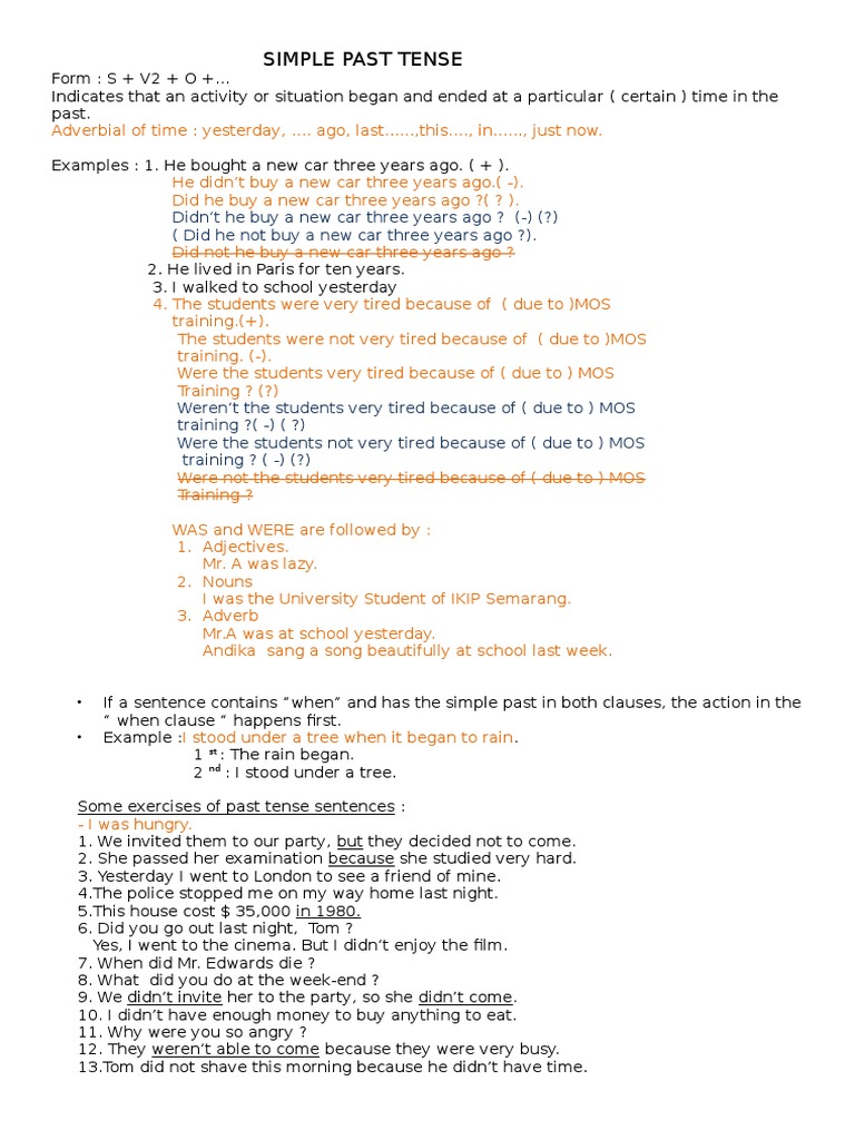 Understanding Past Tense Usage | PDF | Pronoun | Adverb