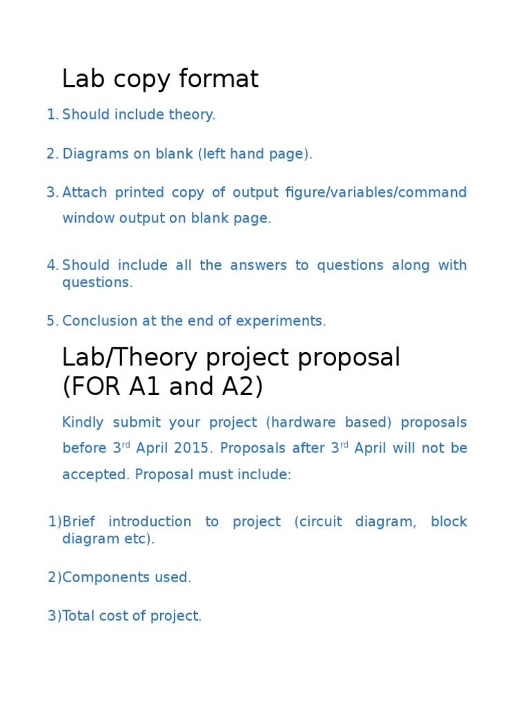 Laboratory Project Proposal Guidelines | PDF
