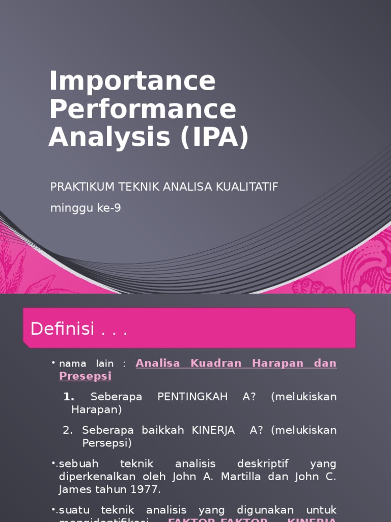 Importance Performance Analysis (IPA) | PDF