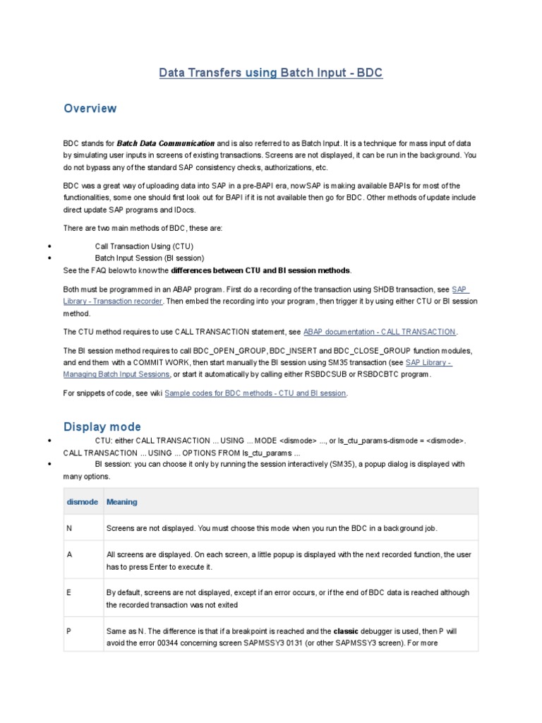 ABAP - DataTransfers (Batch Input-BDC) | PDF | Computing | Computer Programming
