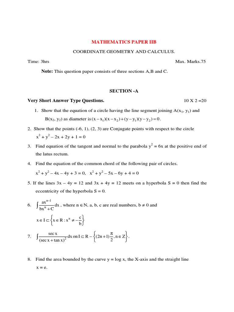 Maths 2B Paper 2 PDF | PDF | Circle | Trigonometric Functions
