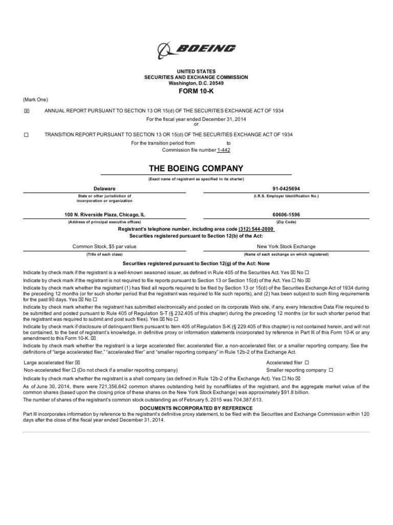 TheBoeingCompany 10K 20150212 | PDF | Form 10 K | Budgets And Budgeting