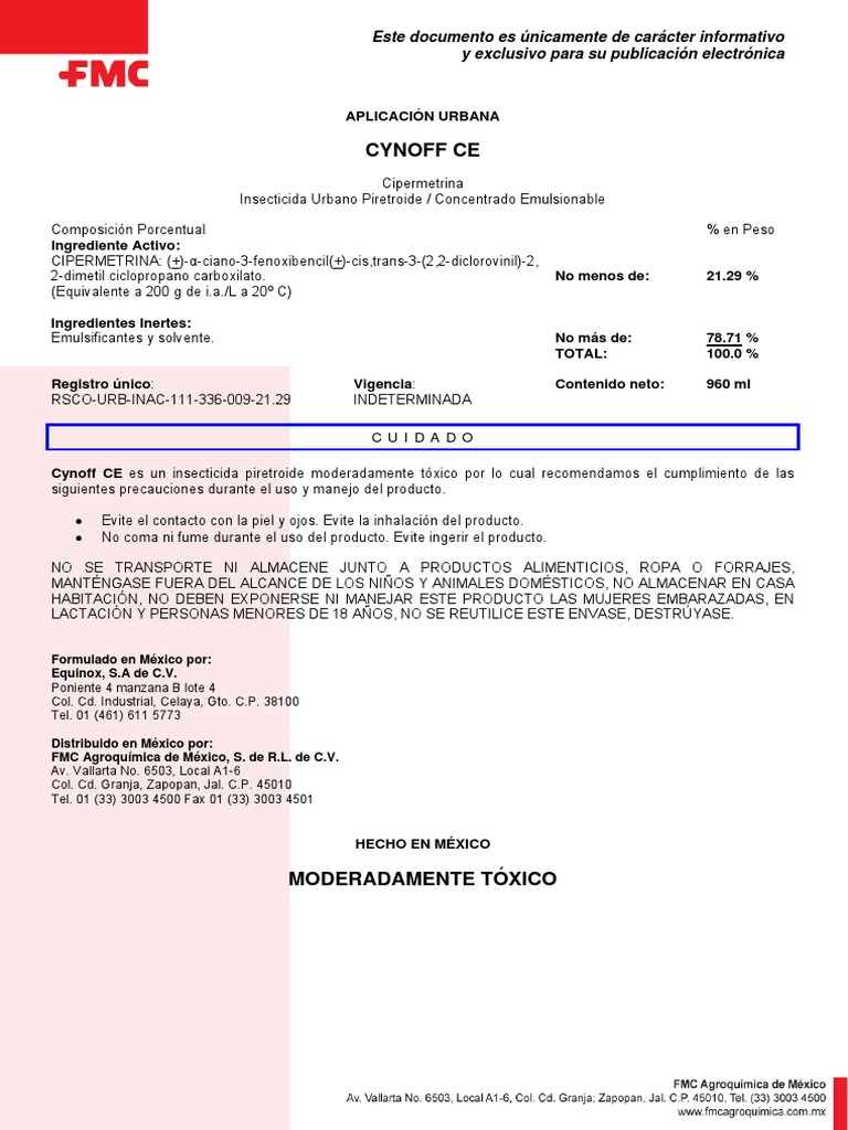 Cynoff CE Etiq | PDF | Contaminación | Agua