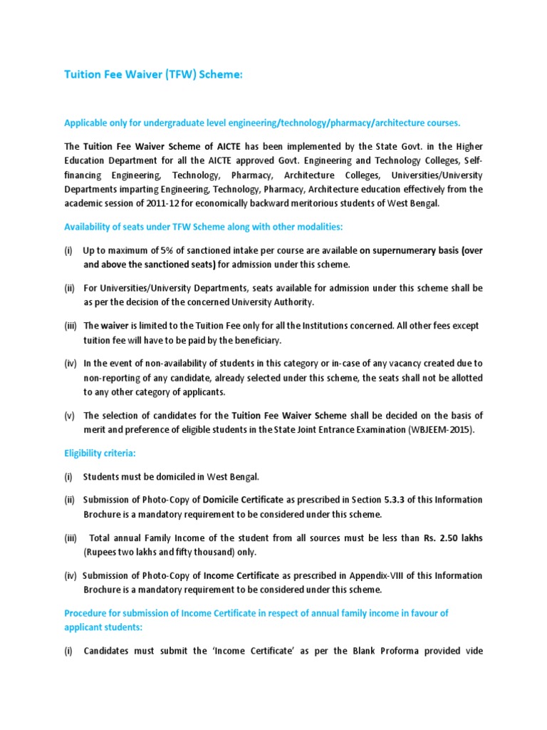 Tuition Fee Waiver | PDF | University And College Admission | Government