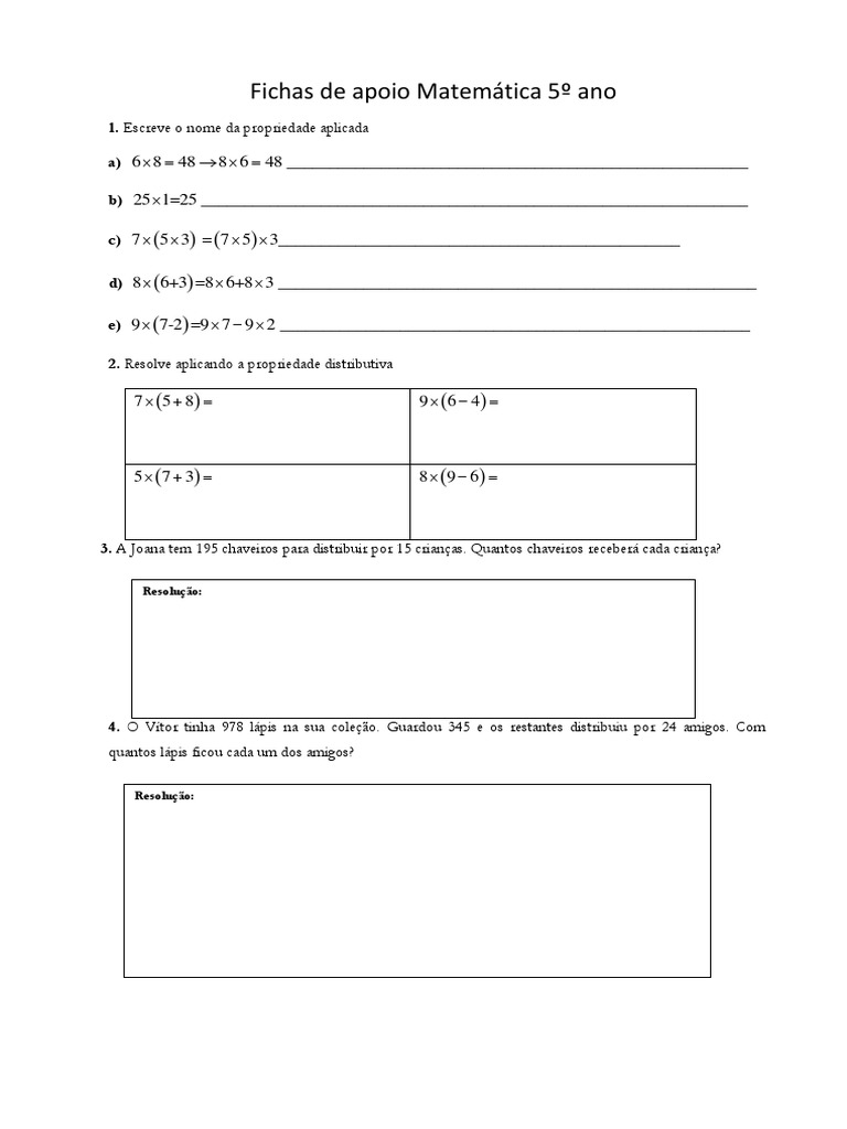 Fichas Para Estudar 5o Ano - Image to u
