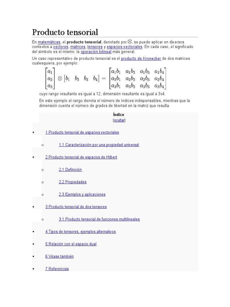 Introducción al Producto Tensorial | PDF | Tensor | Análisis funcional