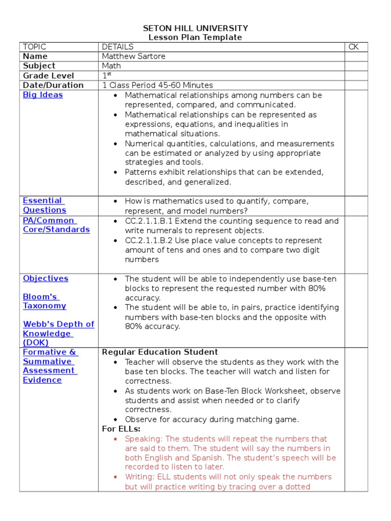 Ell Lesson Plan 1 | PDF | Educational Assessment | Lesson Plan