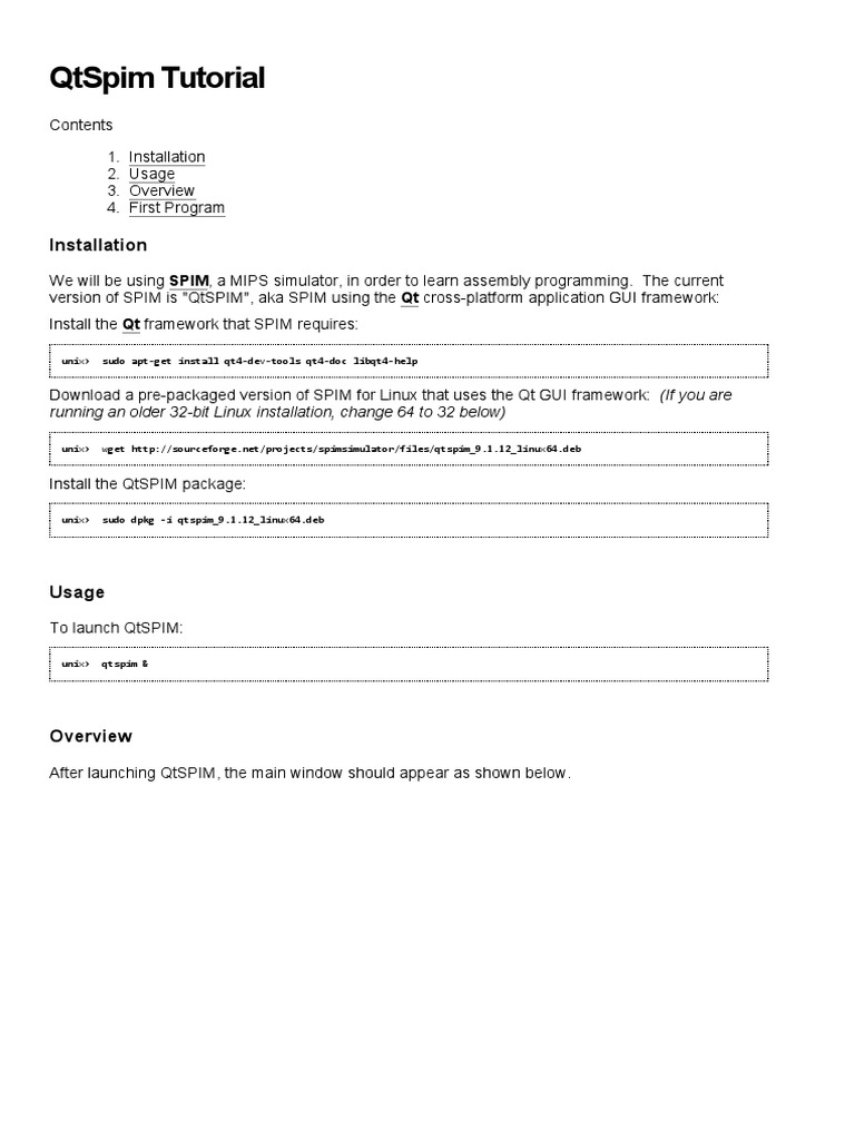 Qtspim Tutorial Pdf Mips Instruction Set Assembly Language 