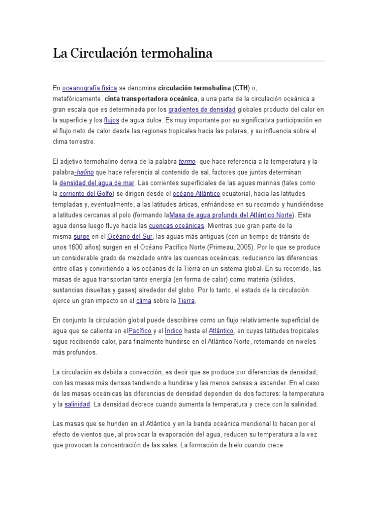 La Circulación Termohalina | PDF | Cuerpos de agua | Formaciones ...