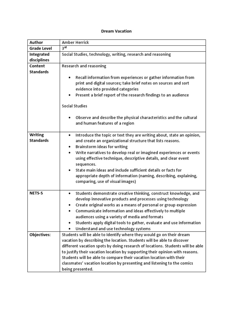 Comic Lesson Plan | PDF | Information | Dream