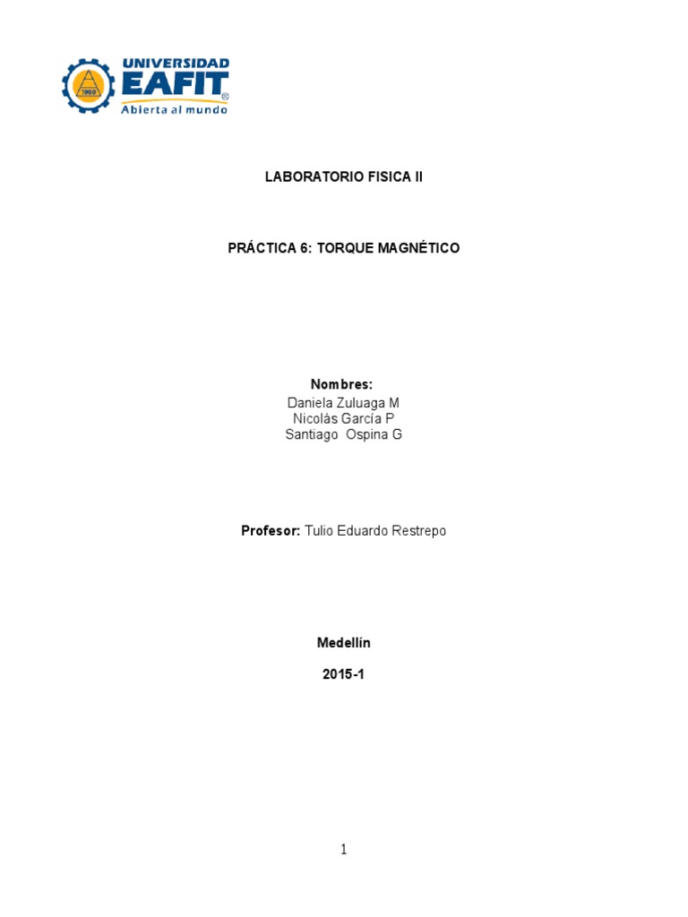 Practica - 6-Torque Magnetico | PDF | Campo magnético | Electrón