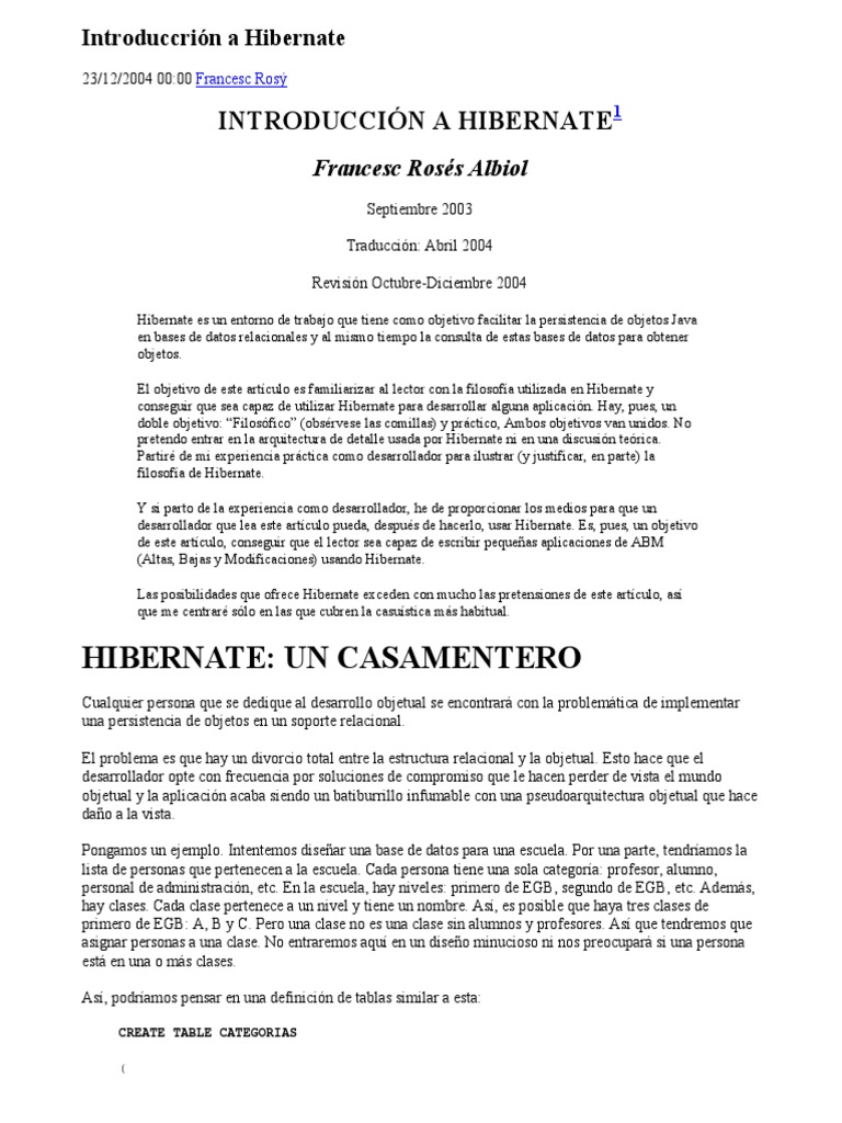 Manual Hibernate | PDF | SQL | Tabla (base de datos)