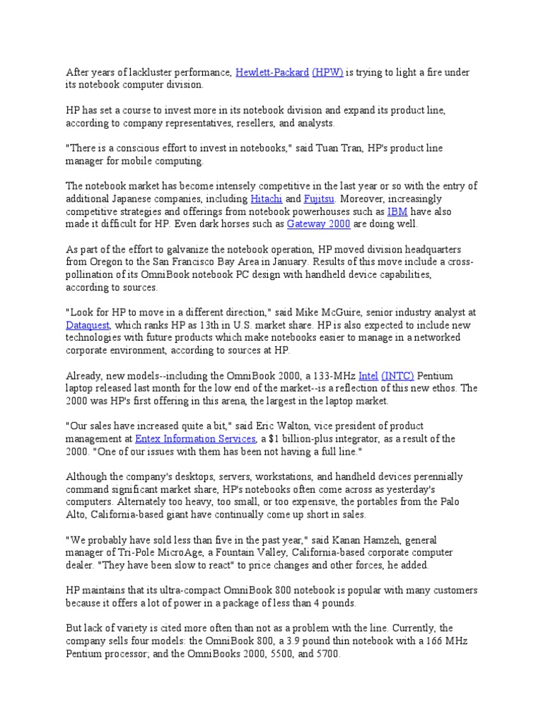 HP Strategy | PDF | Hewlett Packard | Laptop