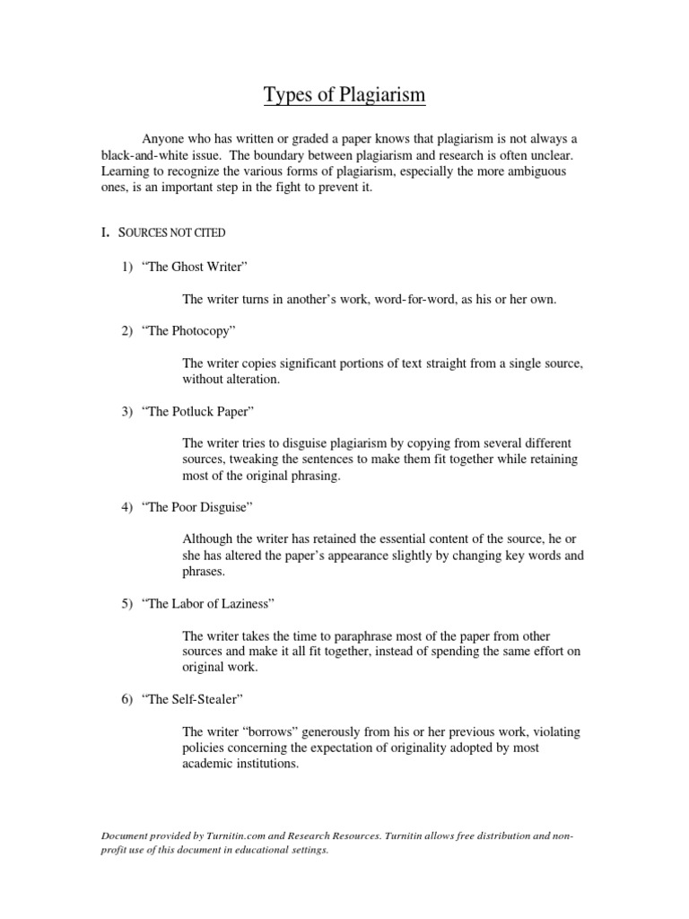 Types of Plagiarism | PDF | Plagiarism | Citation