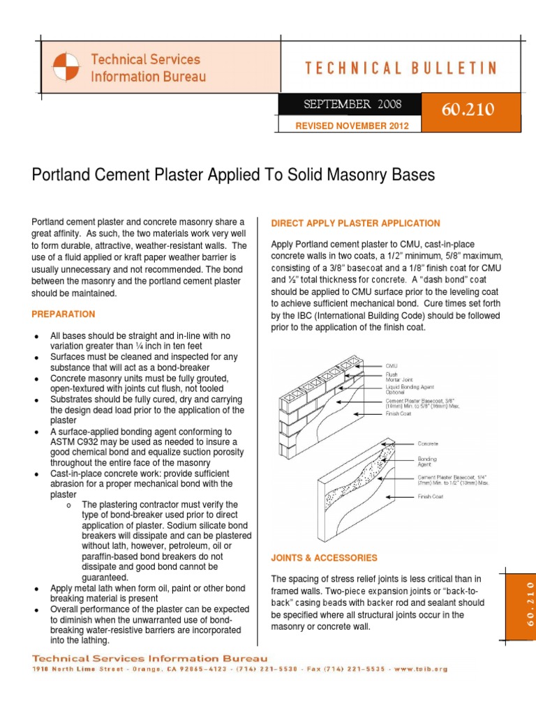Portland Cement Plaster Over CMU | PDF | Plaster | Masonry