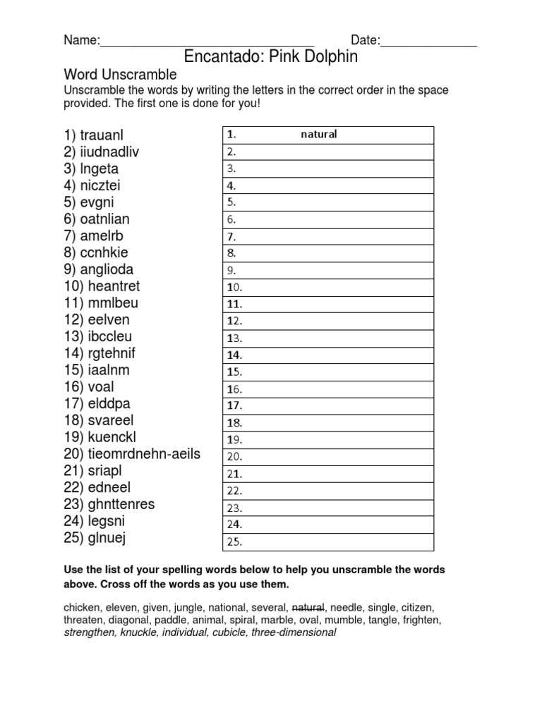 Word Unscramble for Students | PDF