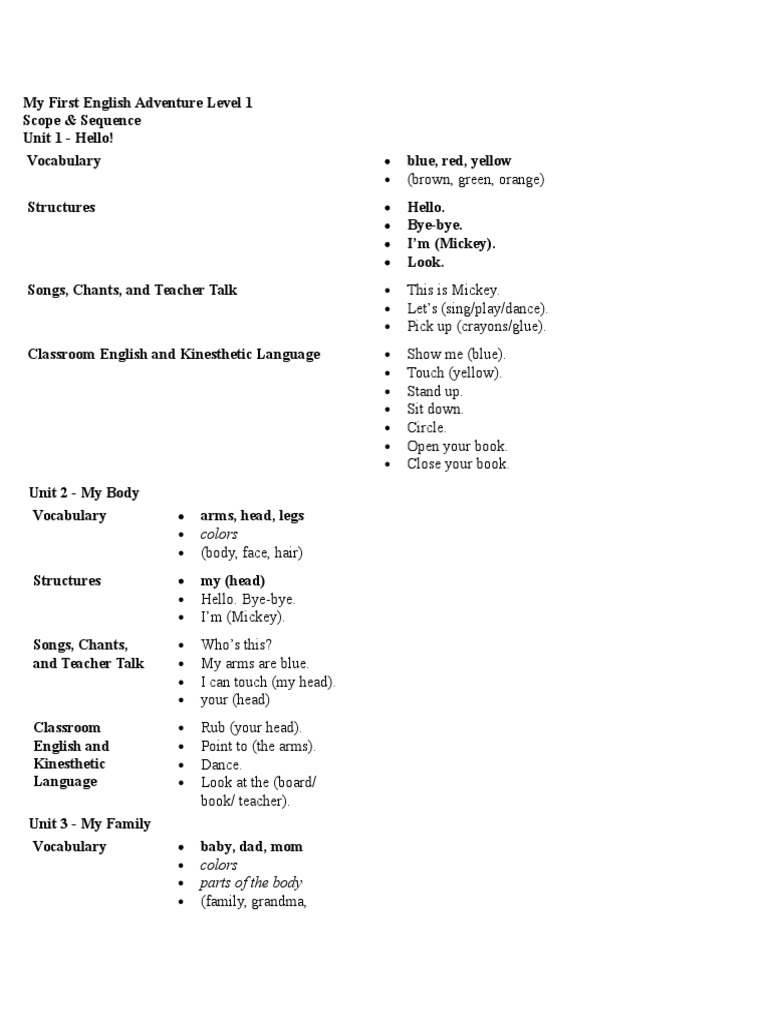 My First English Adventure Level 1 | PDF