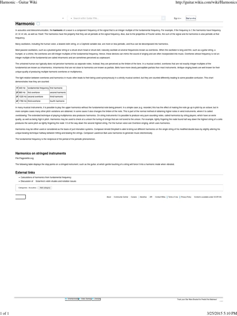 Harmonic: Harmonics On Stringed Instruments | PDF | Harmonic | Elements Of Music
