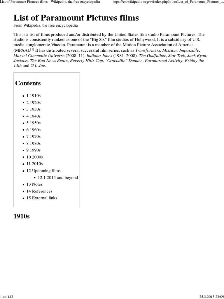 List of Paramount Pictures Films - Wikipedia, The Free ...