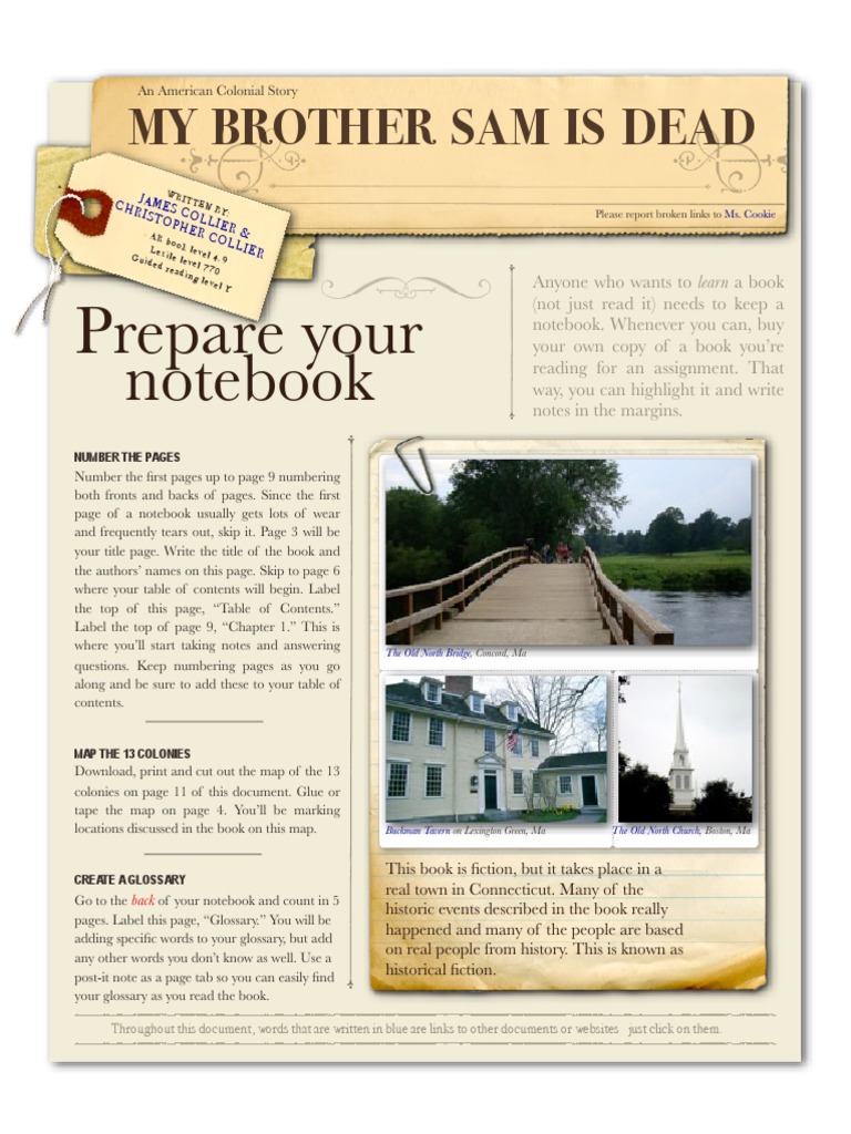 My Brother Sam Is Dead: Prepare Your Notebook | PDF | Public Domain In ...