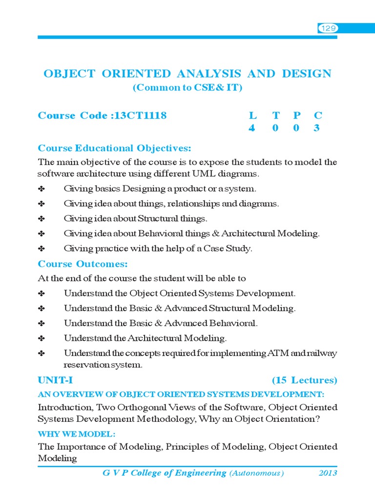 Object Oriented Analysis & Design | PDF | Unified Modeling Language | Scientific Modeling