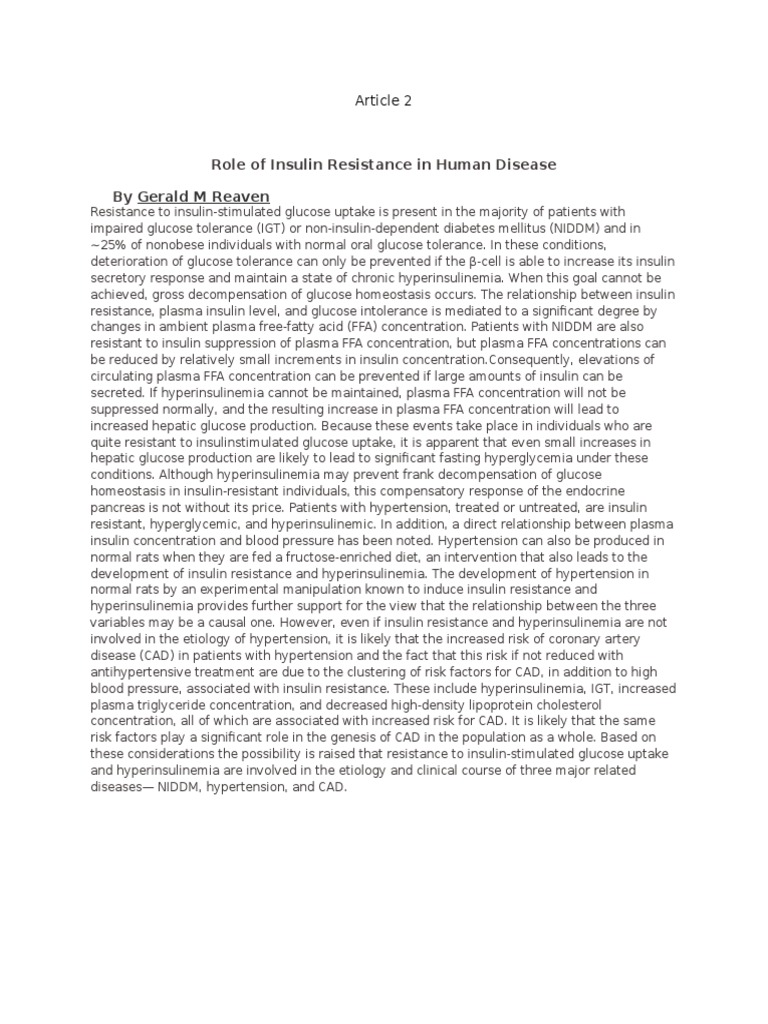 Article 2 | PDF | Insulin Resistance | Diabetes Mellitus Type 2