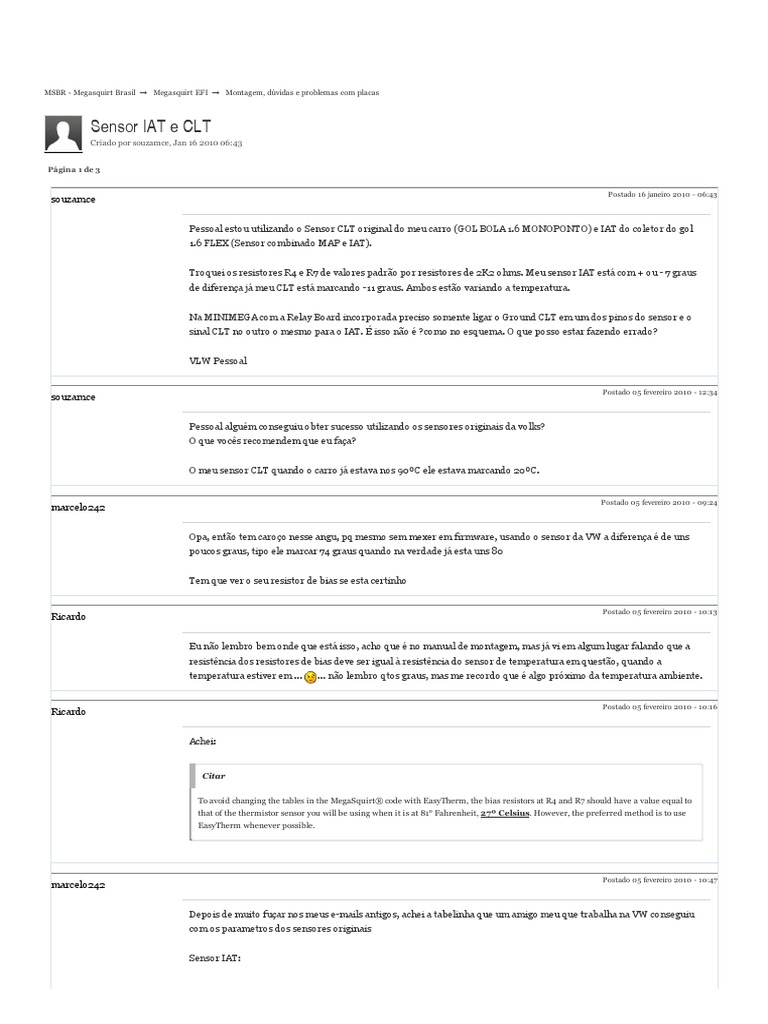 Sensor IAT e CLT - Montagem, Dúvidas e Problemas Com Placas - MSBR ...