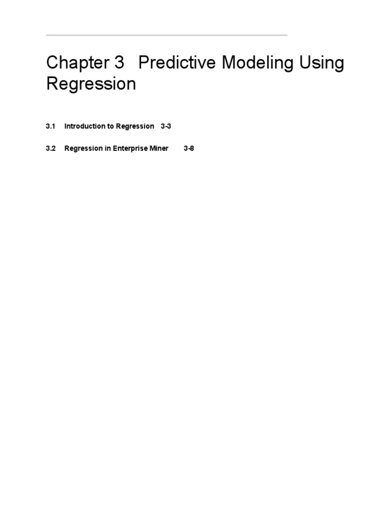 Predictive Modeling Using Regression Pdf Logistic Regression Regression Analysis