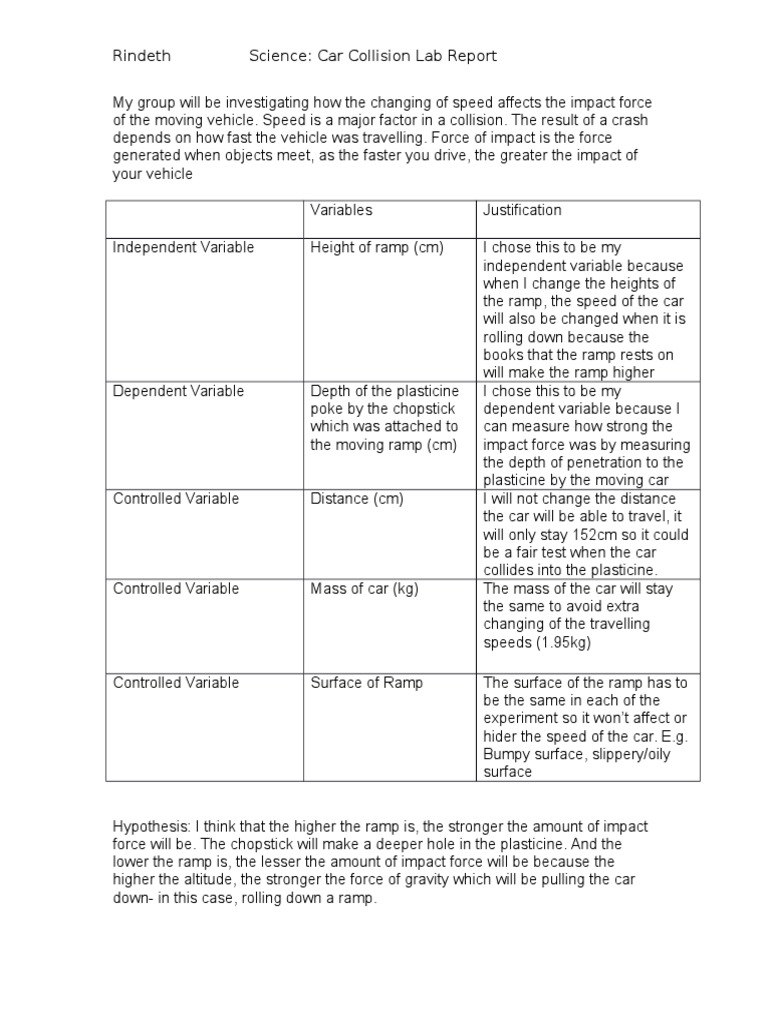 Car Collision Impact Force Study | PDF | Speed | Mass