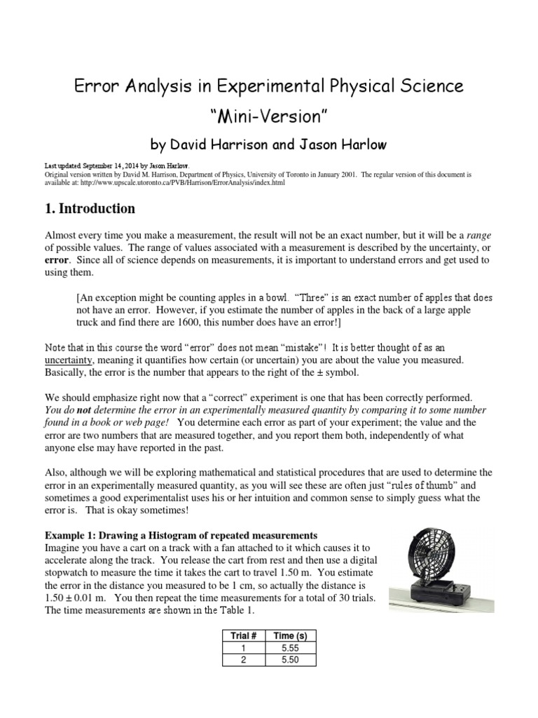 Error Analysis in Experimental Physical Science "Mini-Version" | PDF ...