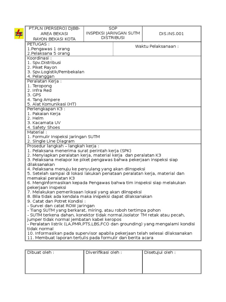 Sop Inspeksi 4-2-2015 | PDF