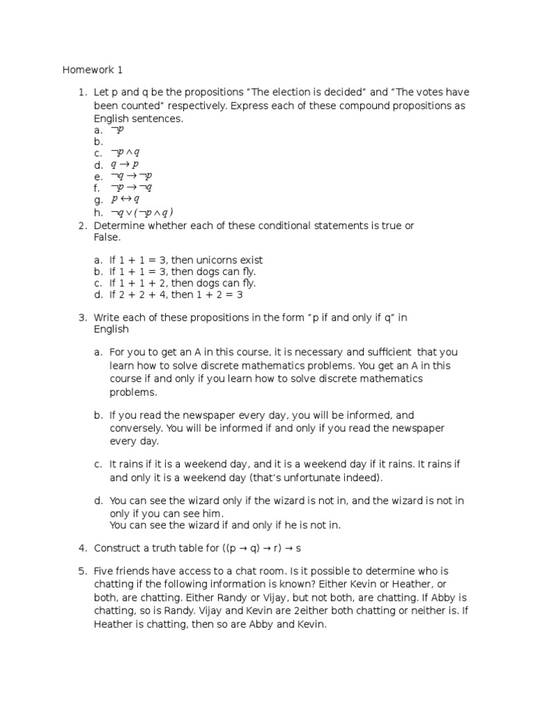 Kerja Rumah S.diskrit | PDF | Logic | Theoretical Computer Science